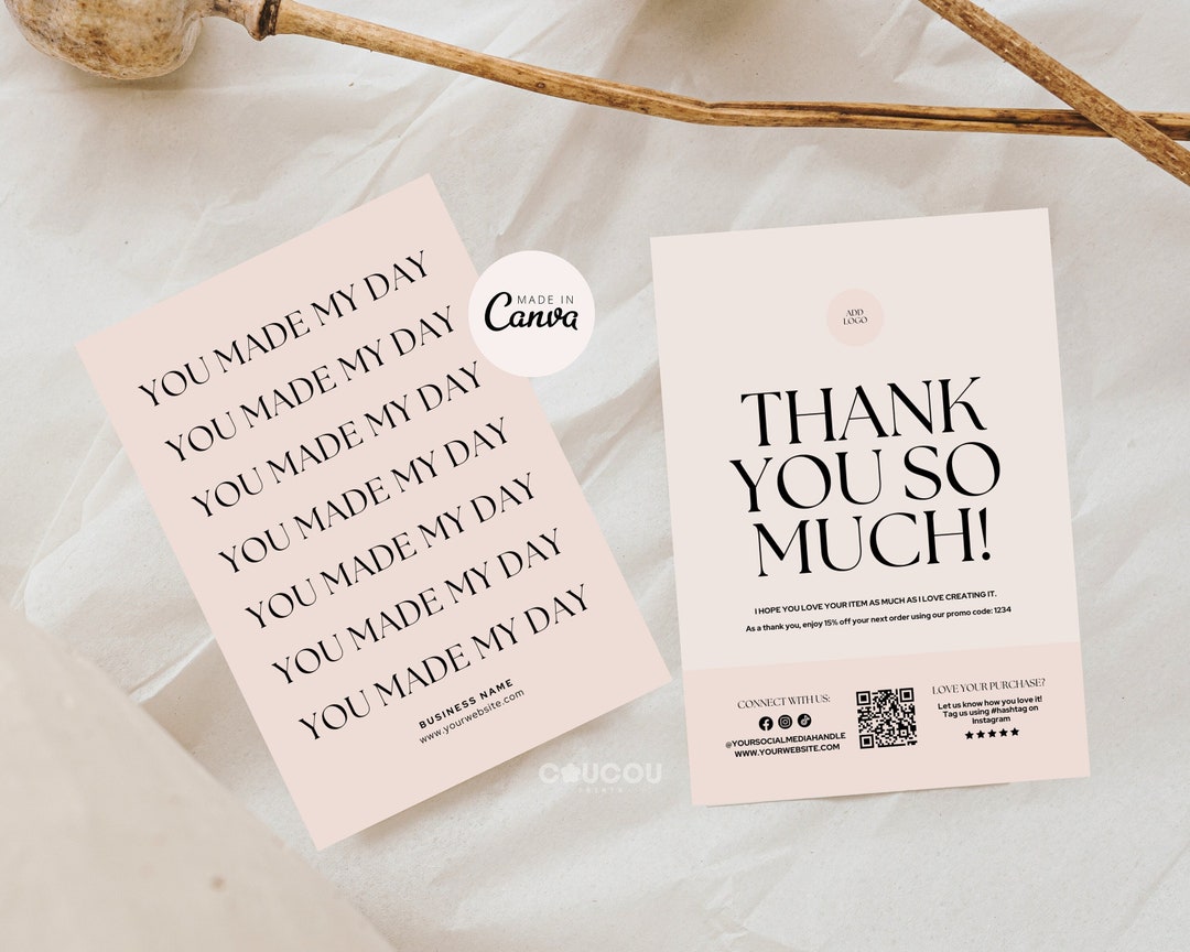Business Thank You Card Template, Printable QR Code Thank You, Thanks ...