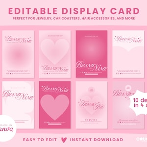 Pink Display Card Templates Canva, DIY Jewelry Product Display Cards ...