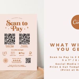 Editable QR Code Sign Template, Printable Scan to Pay, Venmo Payment ...