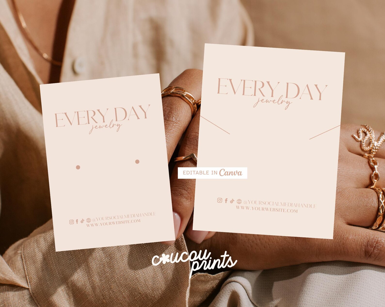 Editable Minimalist Jewelry Display Card, Necklace Display Card ...