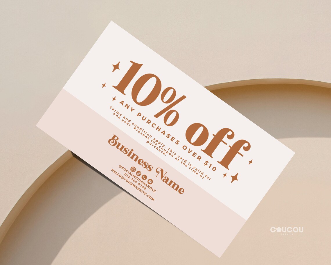 Editable Coupon Card Canva Template, Printable Business Promo Card ...