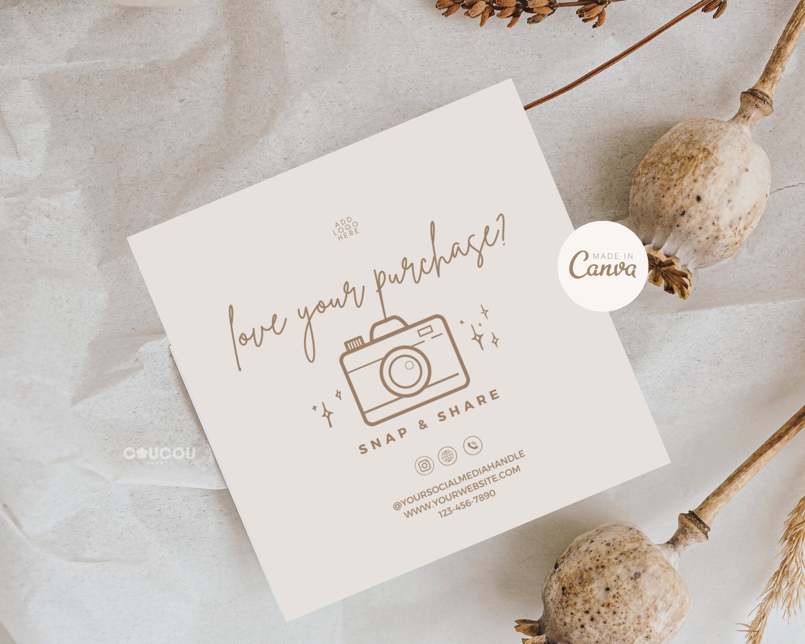 Editable Snap and Share Card Template, Social Media Card, Thank You ...