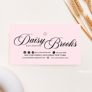 Printable Pink Business Card Template QR Code, DIY Calling Card, Modern ...