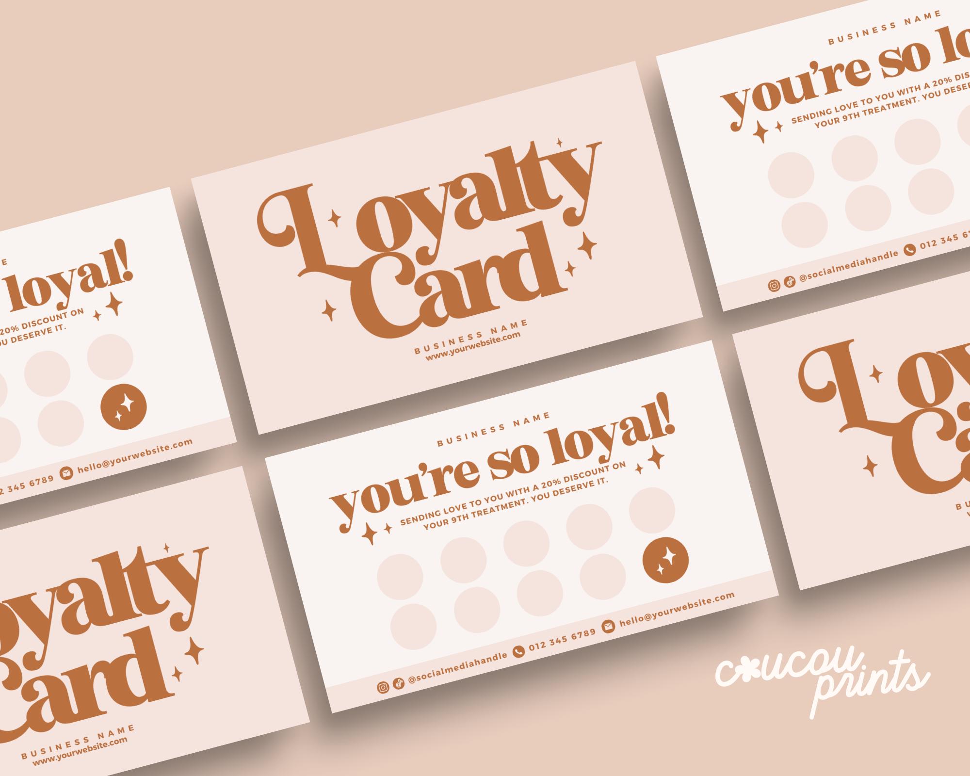 Retro Loyalty Card Template Canva, Printable Rewards Card Design, DIY ...
