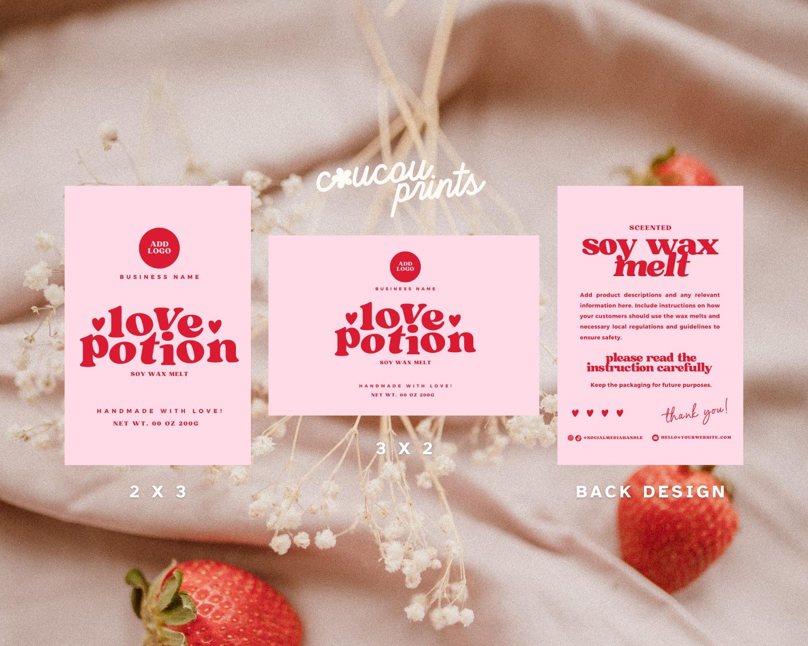 Modern Wax Melt Label Template, Pink Custom Wax Tart Label Design, Pre ...