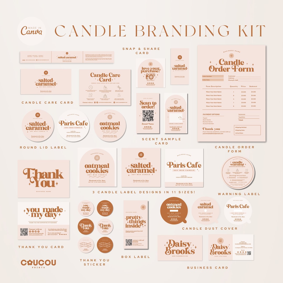 Candle Branding Kit Bundle Editable Candle Making Starter Kit Diy