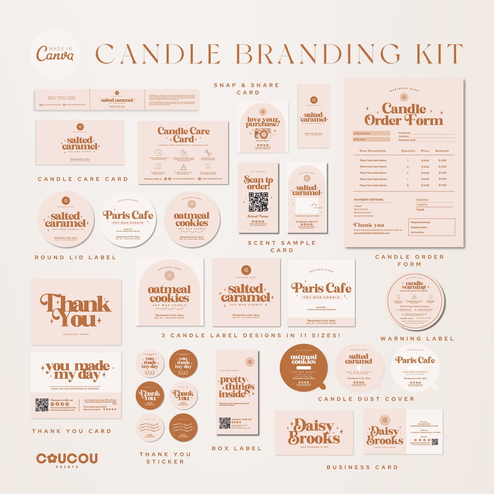 Candle Branding Kit Bundle Editable Candle Making Starter Kit Diy