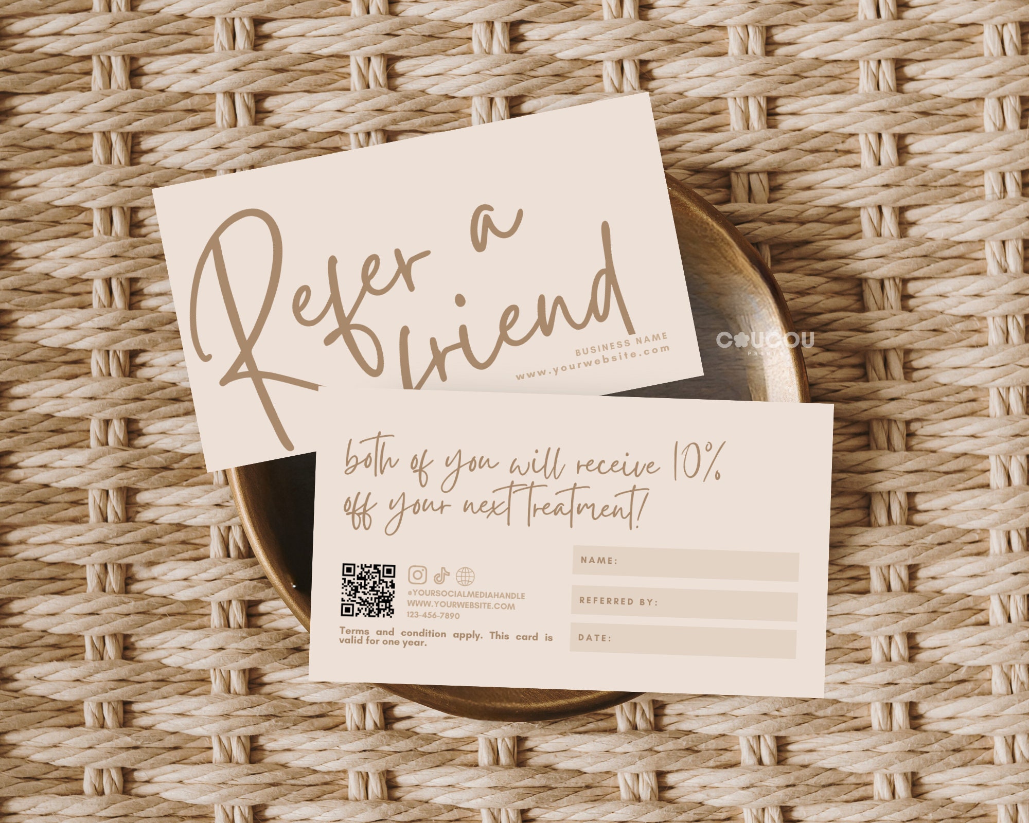 Refer a Friend Card Template, Customer Loyalty Referral Card, Modern ...