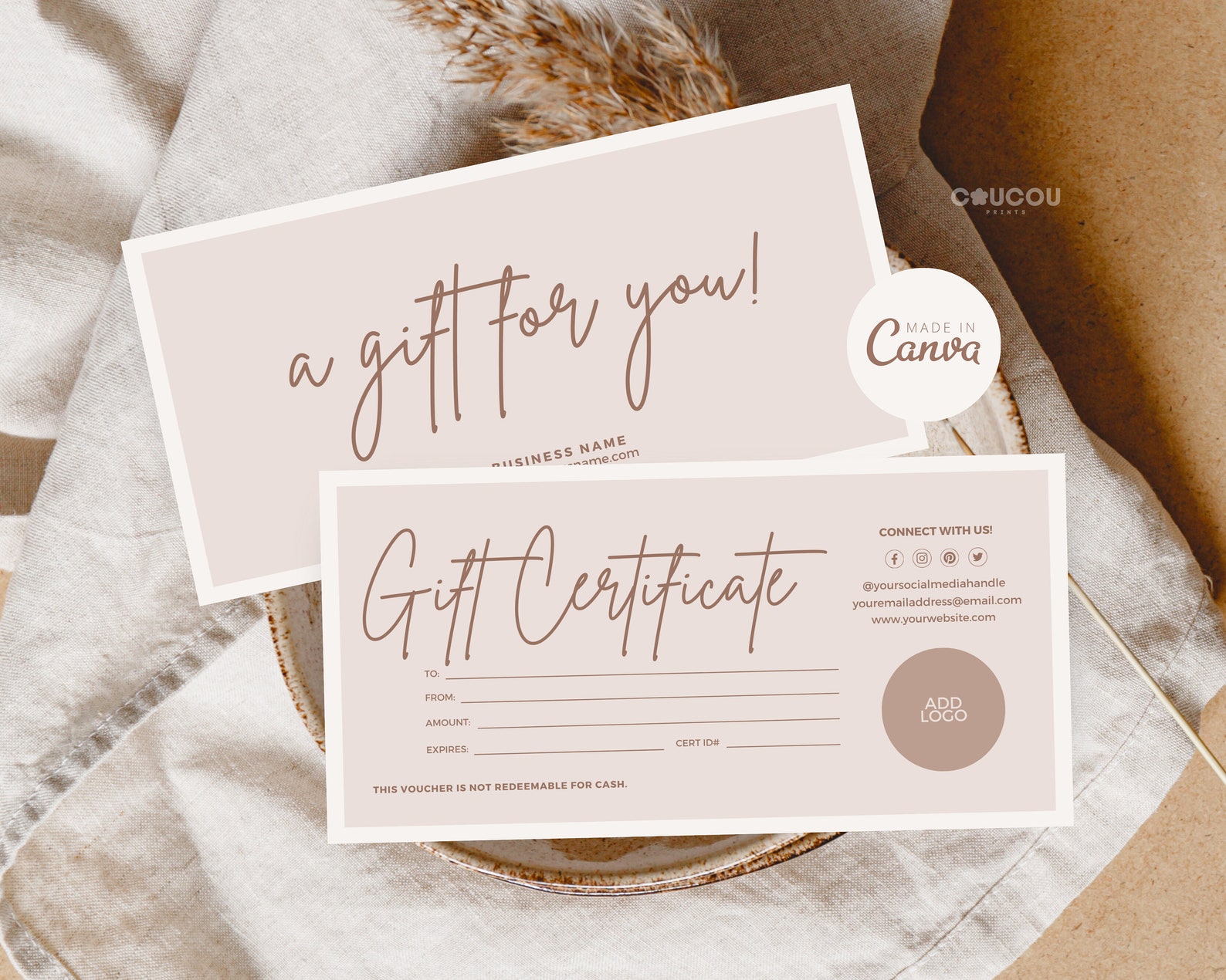 Editable Gift Voucher Template Canva, Printable Gift Certificate, DIY ...
