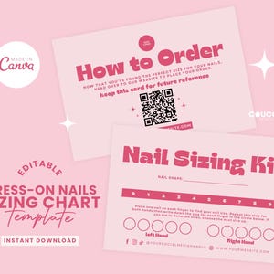 Press on Nails Template Card, Printable False Nail Sizing Kit Design ...