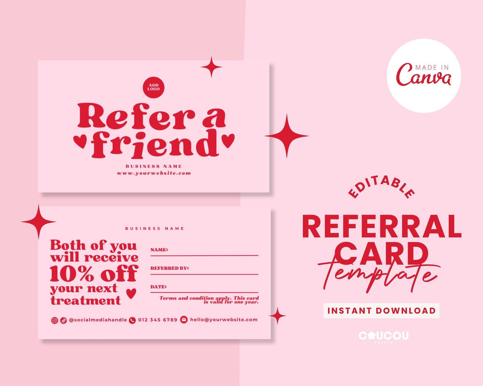 Editable Referral Card Template, Refer a Friend Template, Customer ...