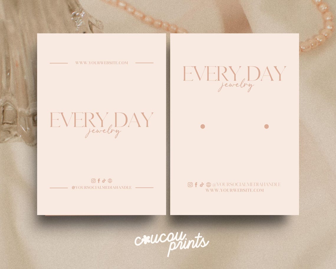 Editable Minimalist Jewelry Display Card, Necklace Display Card ...