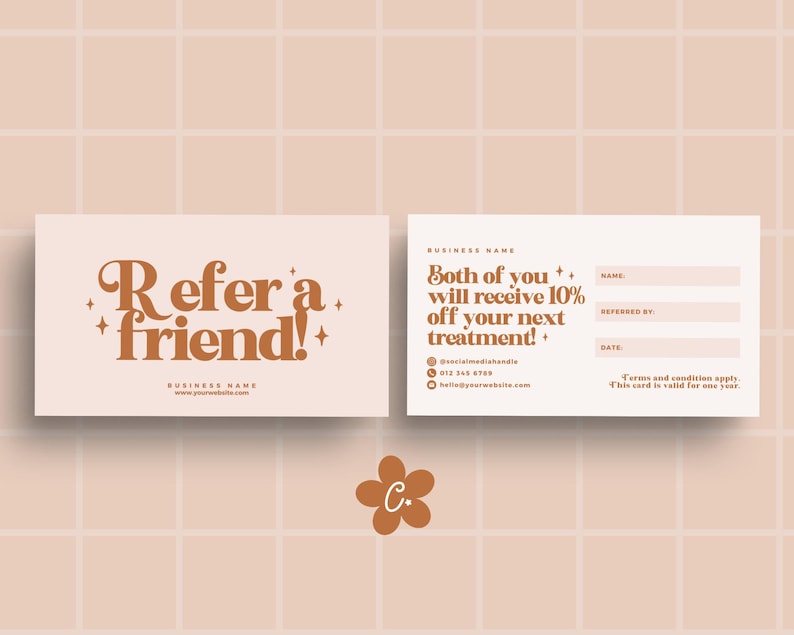 Editable Refer a Friend Card, Customer Loyalty Reward Card, Referral ...