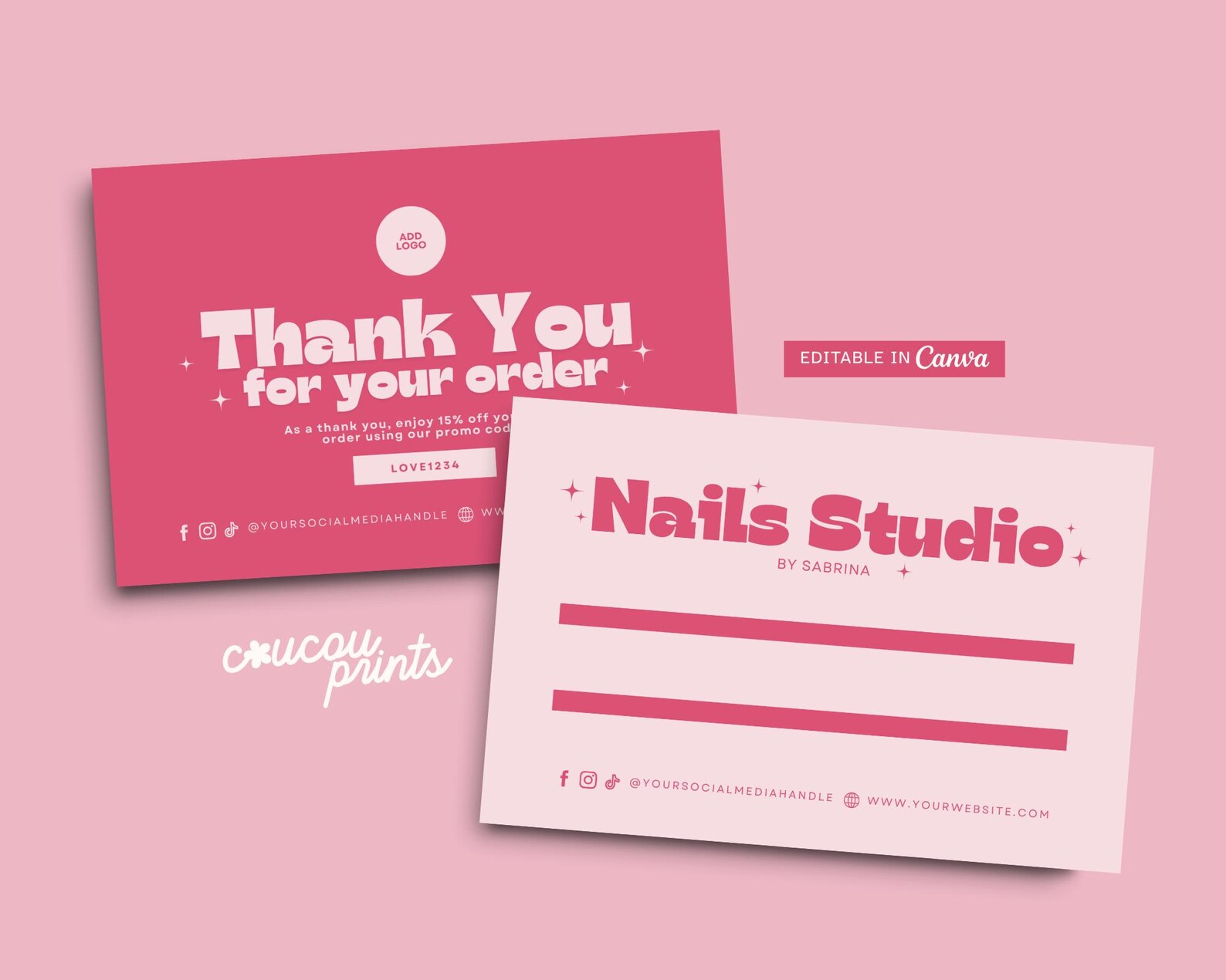 Press on Nails Product Packaging Card Templates, DIY Artificial Nails ...