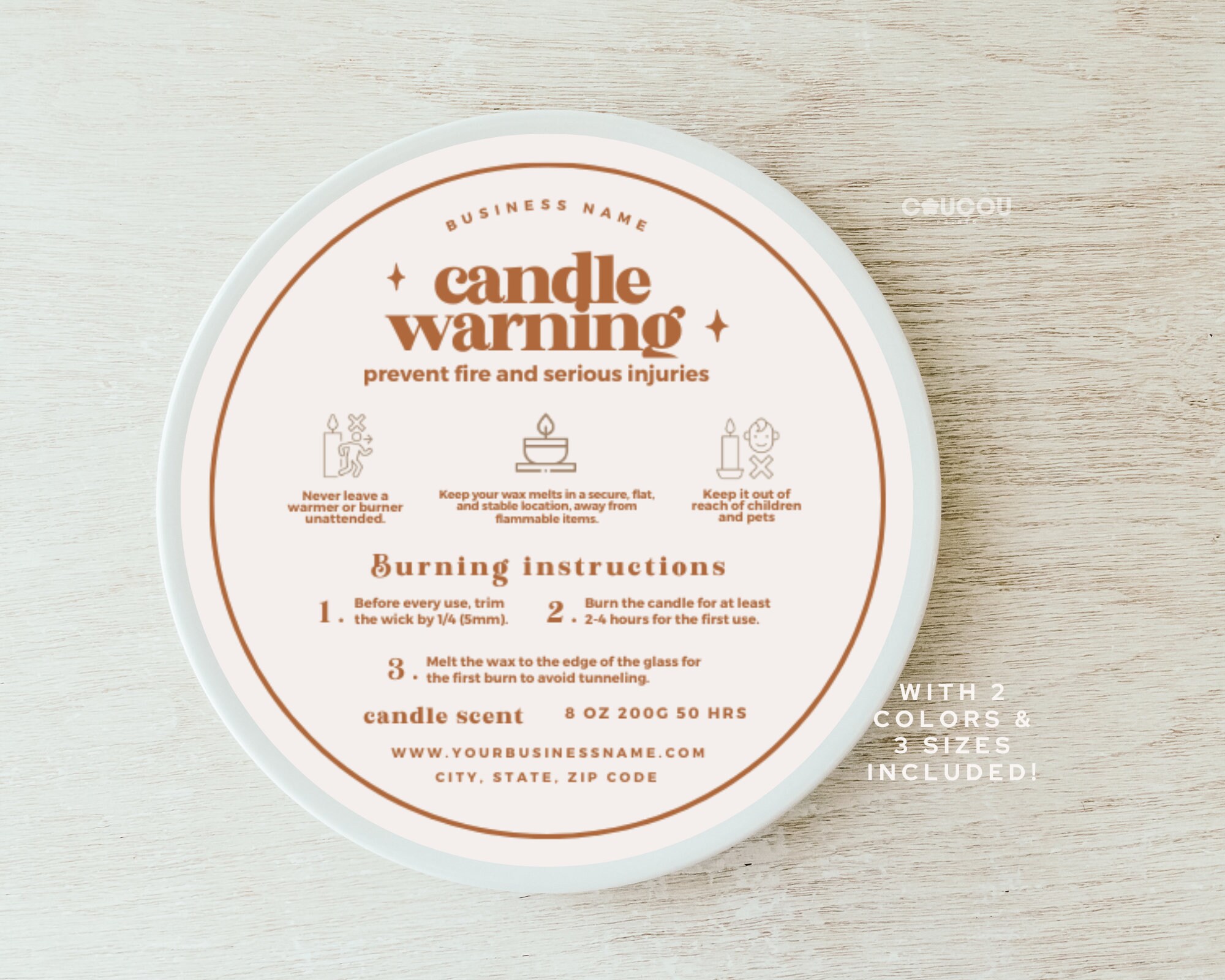 Candle Warning Label Template Design, Editable Candle Warning Card ...