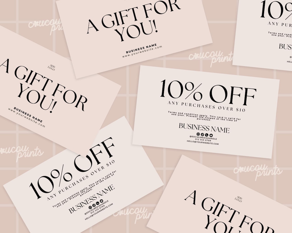 Printable Coupon Card Template, Editable Business Coupon Canva Card ...