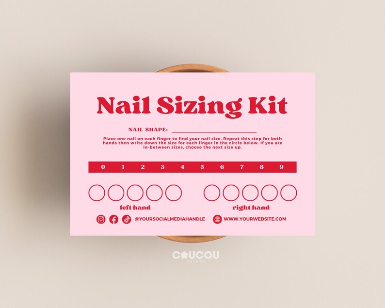 Press on Nails Template Card, Printable False Nail Sizing Kit Design ...