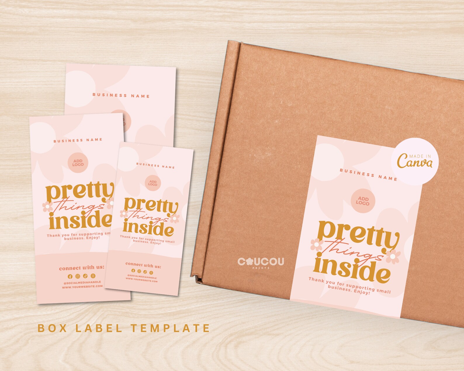 Box Label Template, Custom Package Label Sticker, Editable Branded ...