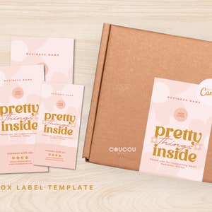 Box Label Template, Custom Package Label Sticker, Editable Branded ...