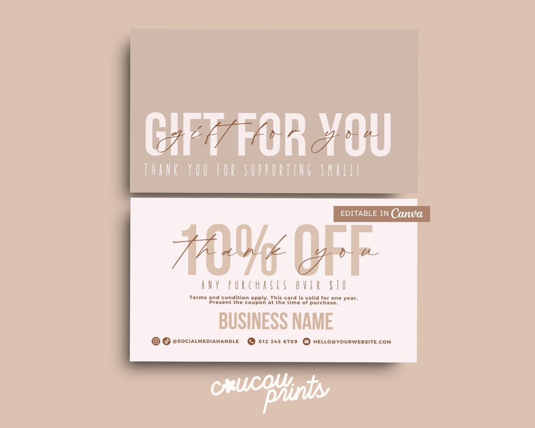 Editable Coupon Card Canva Template, Printable Business Promo Card ...