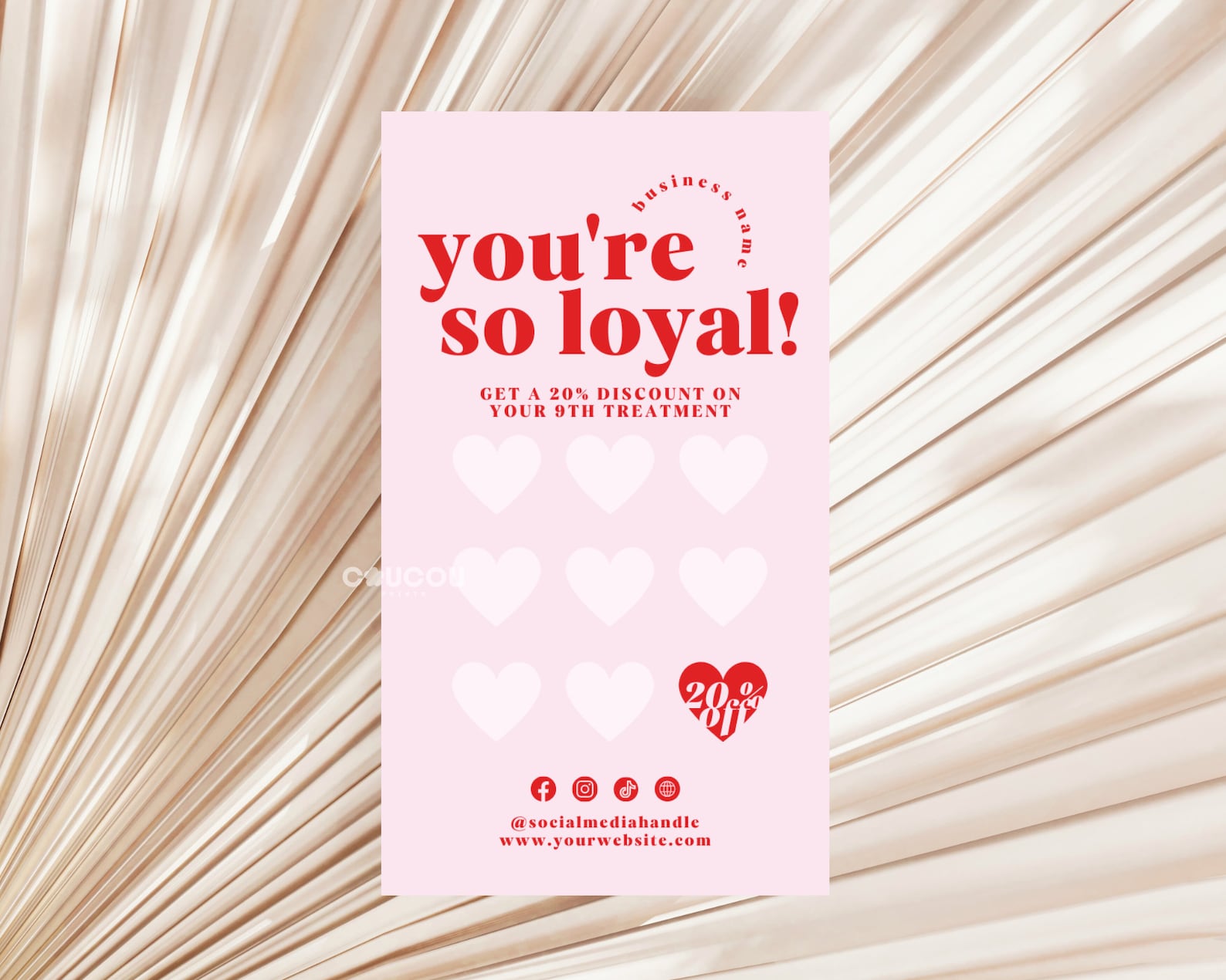 Pink Loyalty Card Template Canva, Editable Customer Punch Card ...