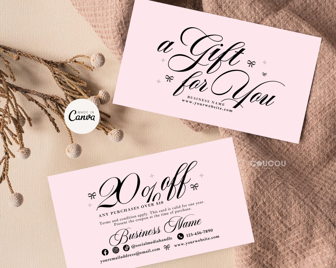 Editable Coupon Card Canva Template, Printable Business Promo Card ...