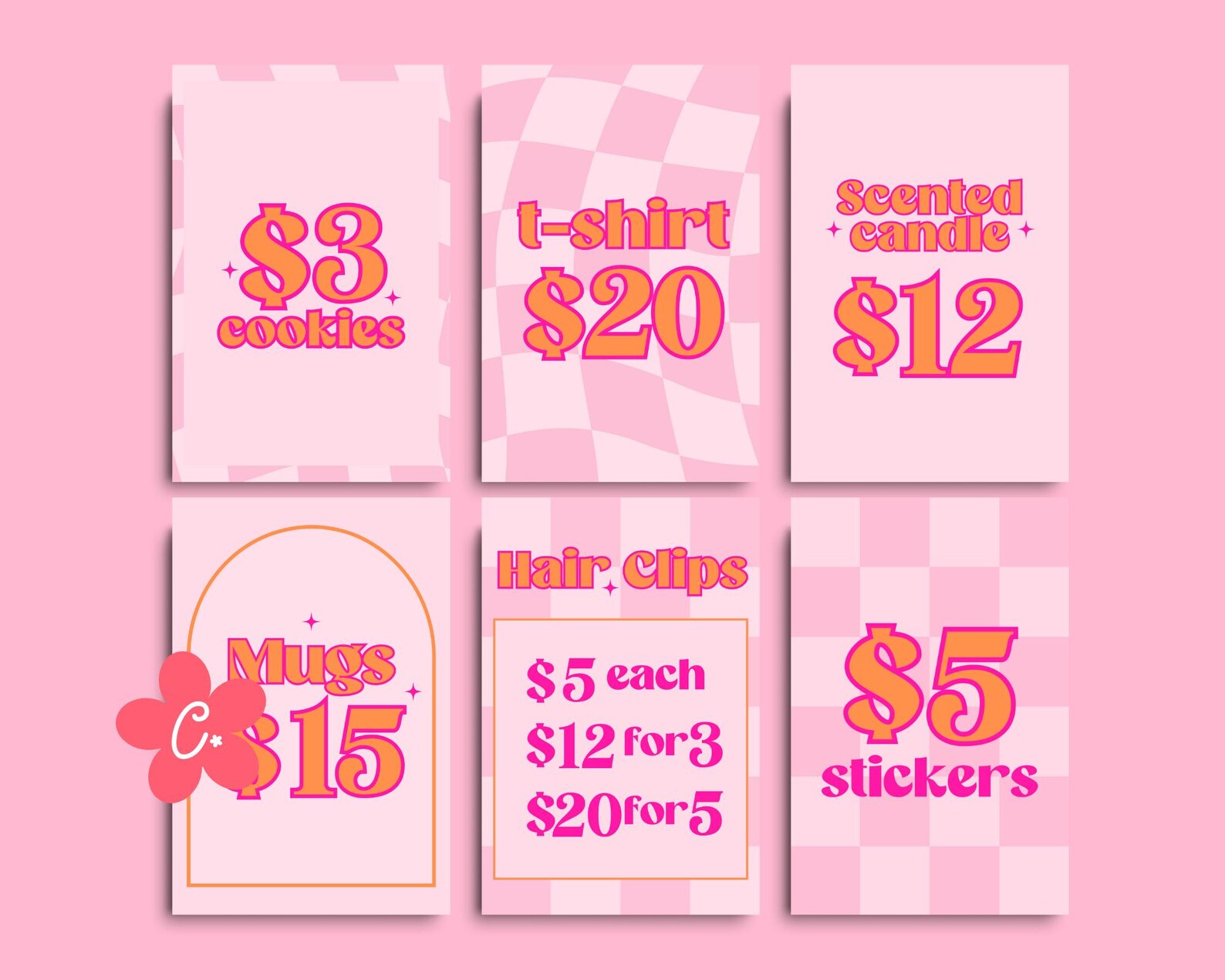 Price Display Cards Editable Canva Template, Groovy Printable Price ...