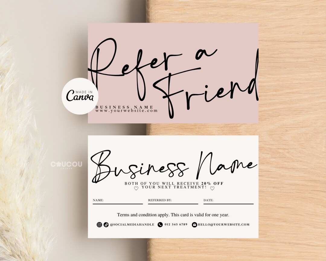 Refer a Friend Card Template Customer Loyalty Referral Card - Etsy