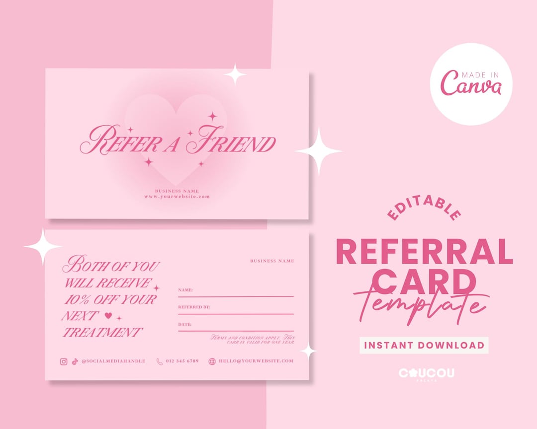 Referral Card Template, Printable Refer a Friend Template, Loyalty ...