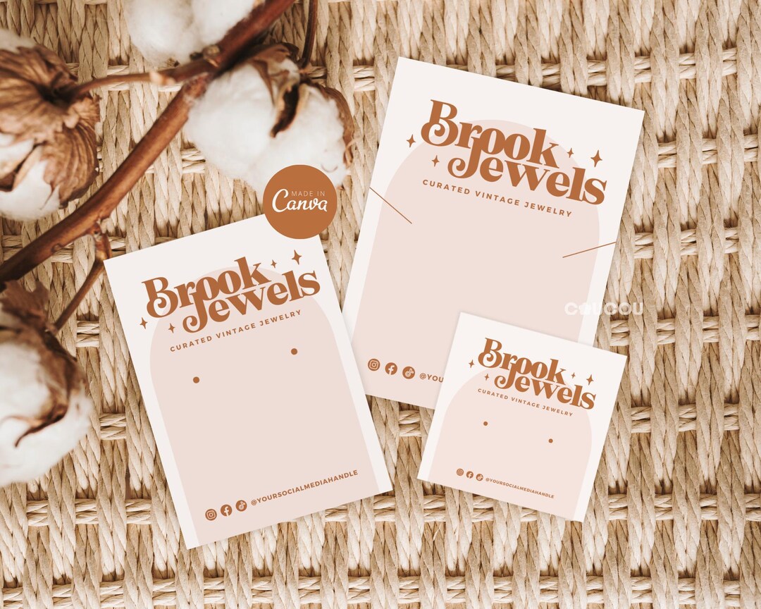 Custom Jewelry Display Card Template, Editable Earring Card Packaging ...