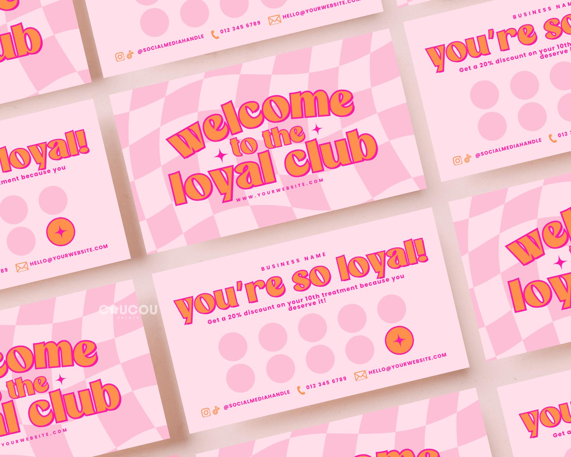 Retro Loyalty Card Template Canva, Printable Rewards Card Design, DIY ...