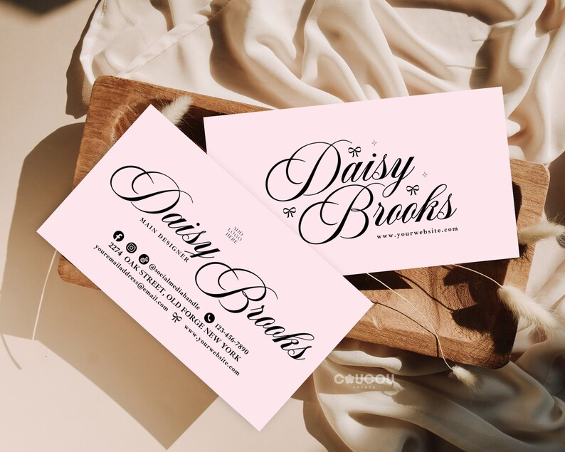 Printable Pink Business Card Template QR Code, DIY Calling Card, Modern ...