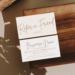 Editable Refer a Friend Card Template, Customer Loyalty Referral Cards ...