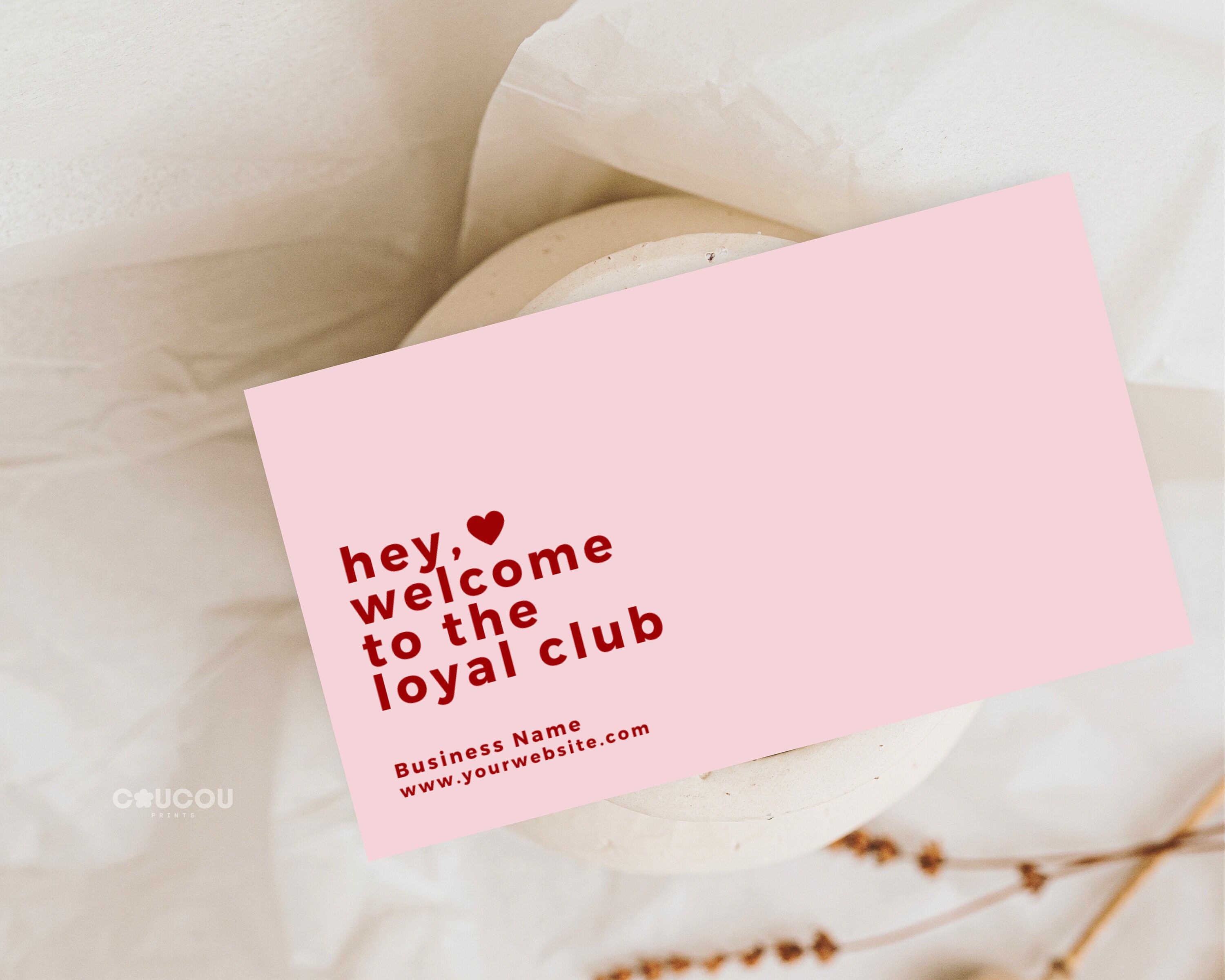 Loyalty Card Template Editable, Pink Loyalty Rewards Card Design, DIY ...