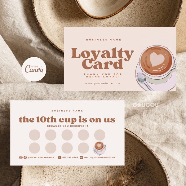 Coffee Loyalty Card Template Coffee Rewards Card Printable, Cafe - Etsy UK