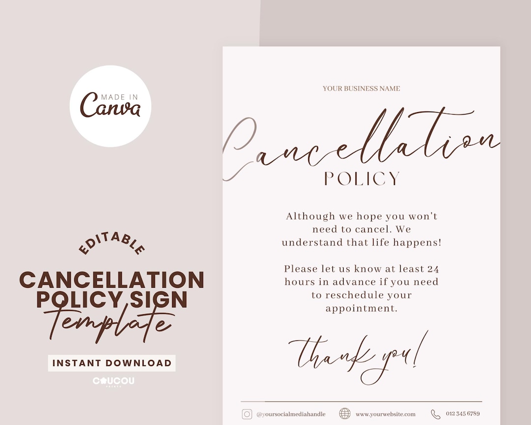 Editable Cancellation Policy Form, Modern Policy Template, Cancelation ...