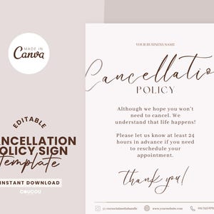 Editable Cancellation Policy Form, Modern Policy Template, Cancelation ...