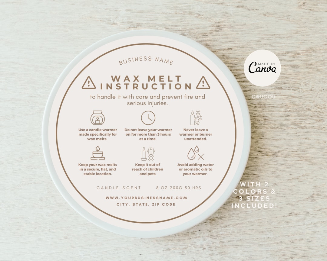 Wax Melt Warning Label Template Editable Wax Melt Safety - Etsy Wax Melt Warning Label Template Editable Wax Melt Safety - Etsy