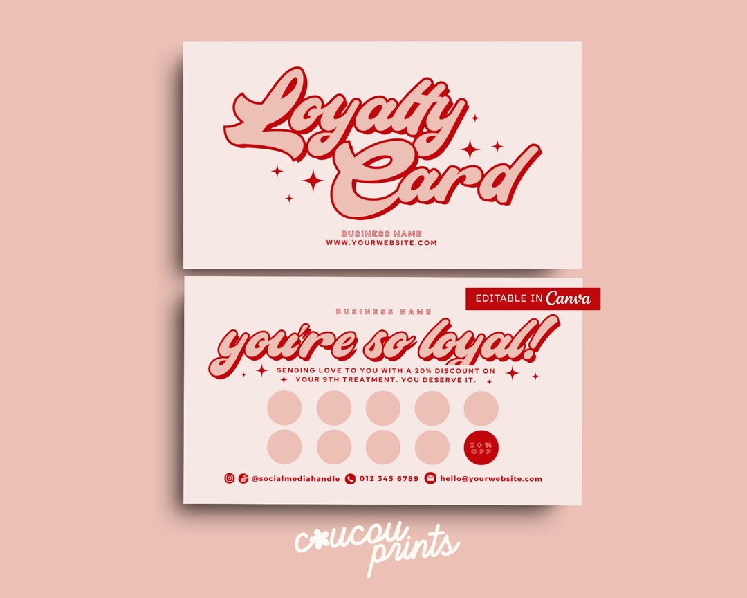 Retro Loyalty Card Template, Editable Loyalty Rewards Card Design ...
