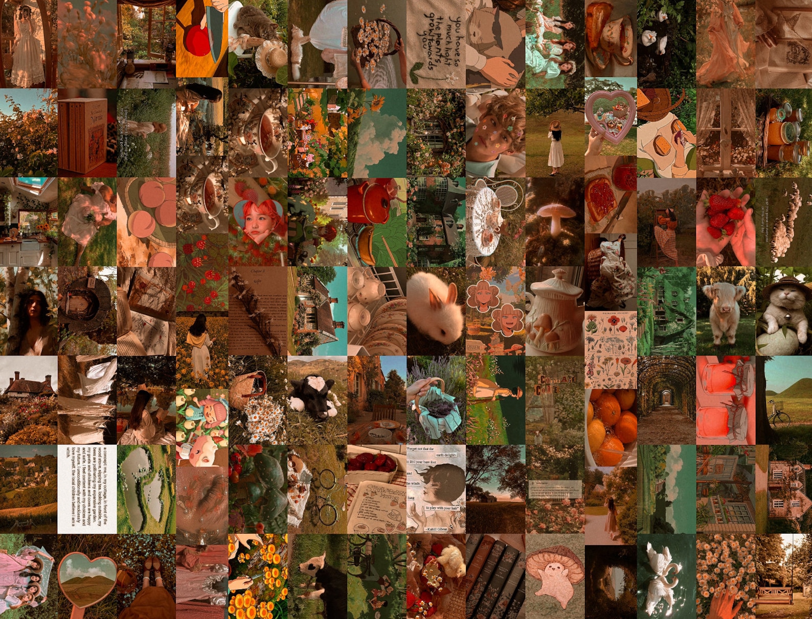 100pc Aesthetic Cottage Core Wall Collage Kit Digital Only Etsy