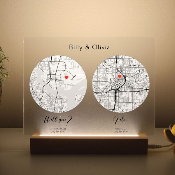 Personalized Map Two Places - Etsy