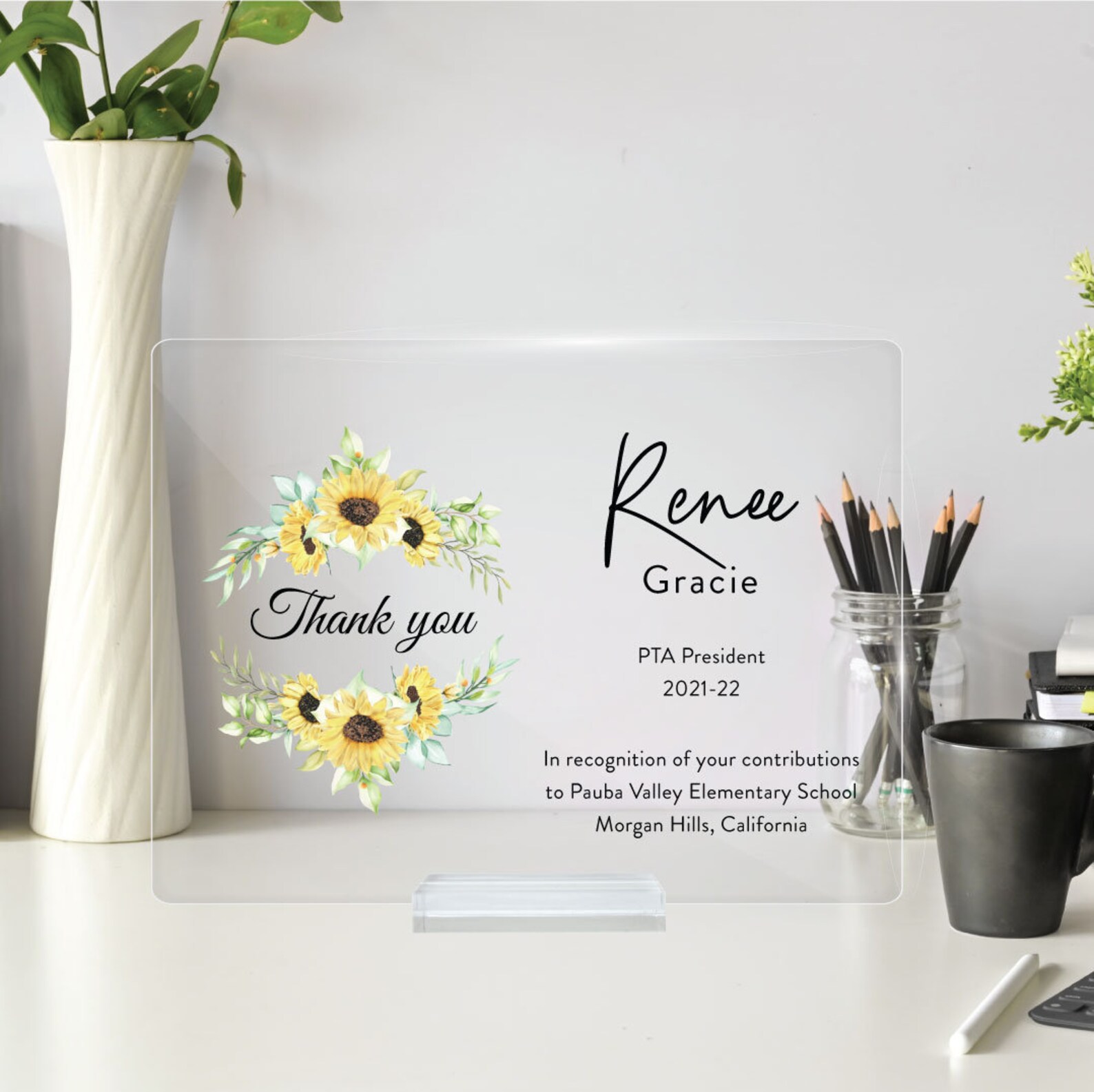 Custom Appreciation Plaque | Thank You Gift for Teacher, Parent, PTA ...