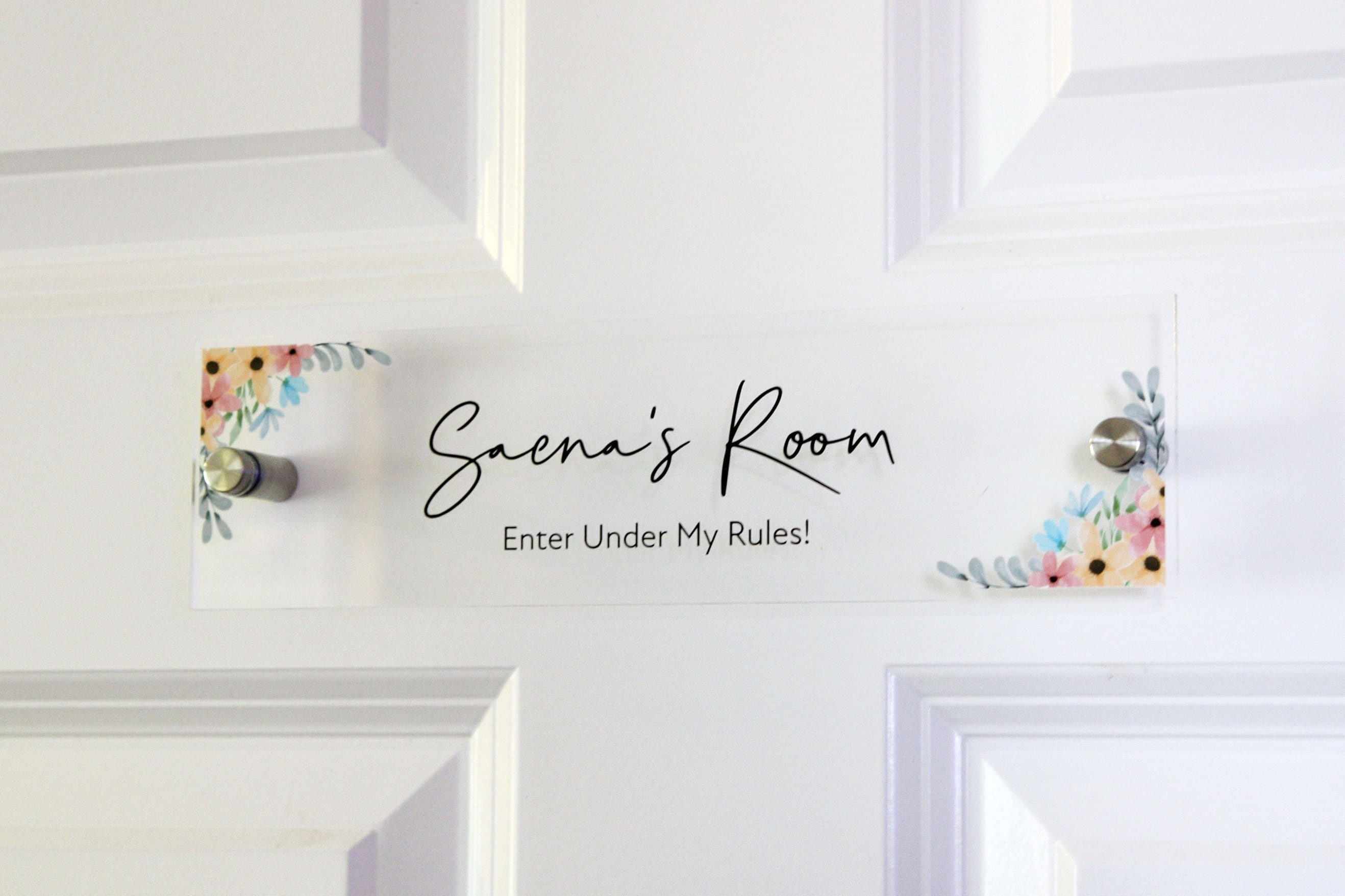 Custom Door Sign, Personalized Kids Name Sign, Floral Nursery Room ...