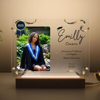 Personalized Photo Picture LED Wood Light up Stand Graduation Cap Grad ...