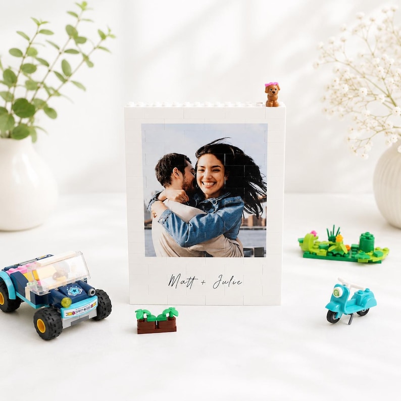 Personalized Brick Photo Frame | Custom Building Block Picture Display ...