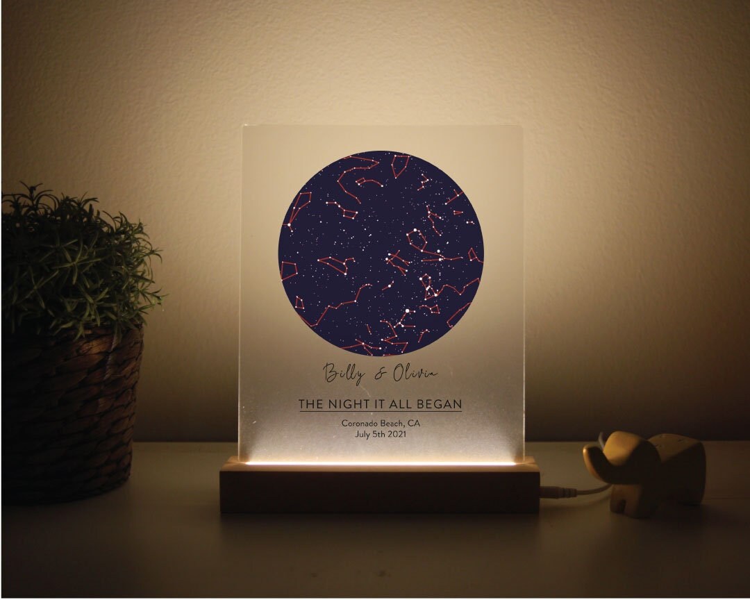 Light up Star Map Night Sky Map Personalized Constellation Map Night ...