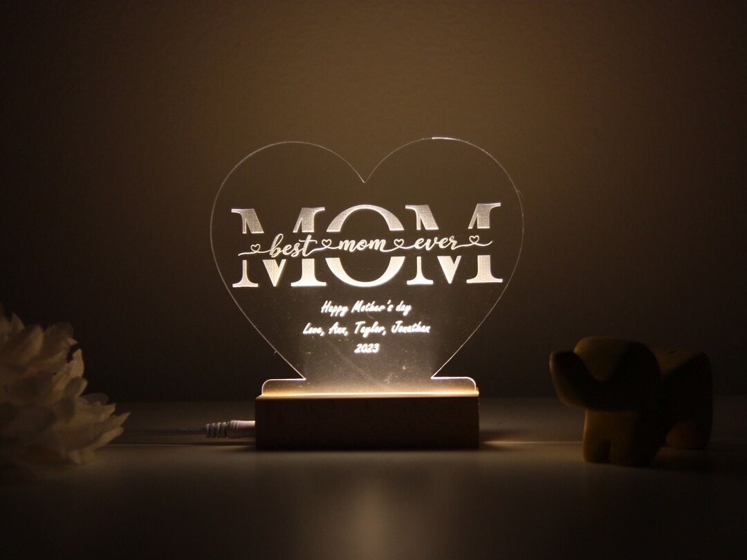 Light up Best Mom Sign Best Mom Ever Night Lights Mother's Day Gift ...