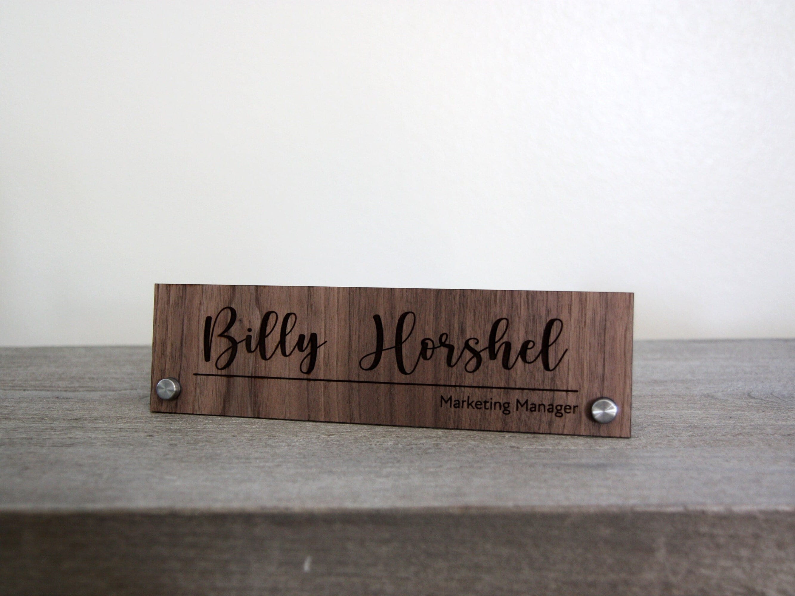 Script - Laser Engraved Desk Name Plate | Office Name Sign | Wood Name ...