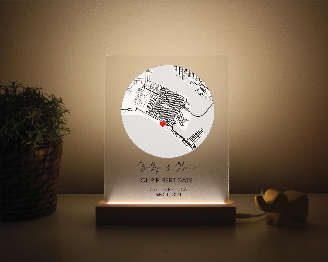 Custom Map Plaque Our First Date First Kiss First Ride Custom Acrylic ...