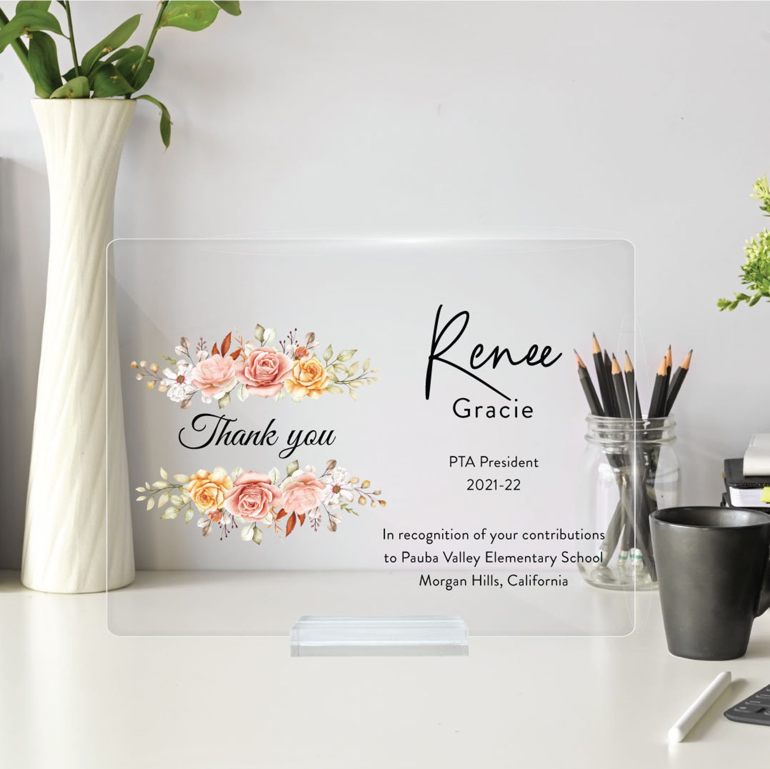 Custom Appreciation Plaque | Thank You Gift for Teacher, Parent, PTA ...